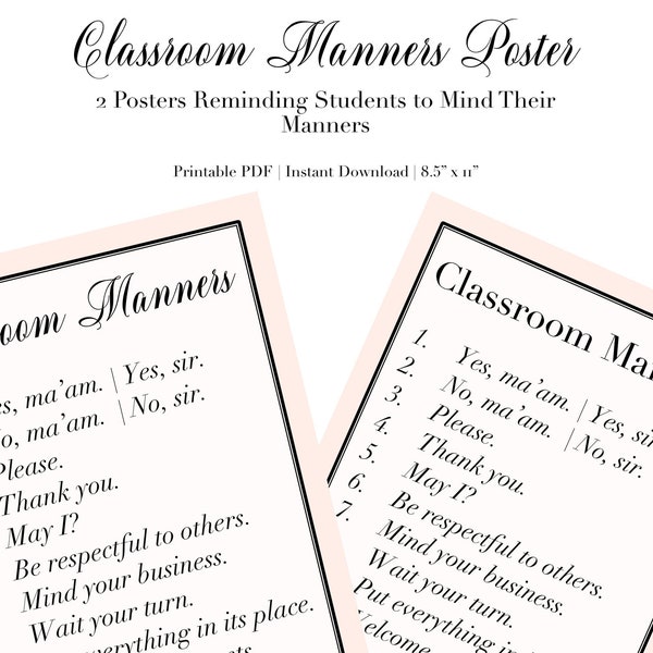 Classroom Manners Poster - Etsy
