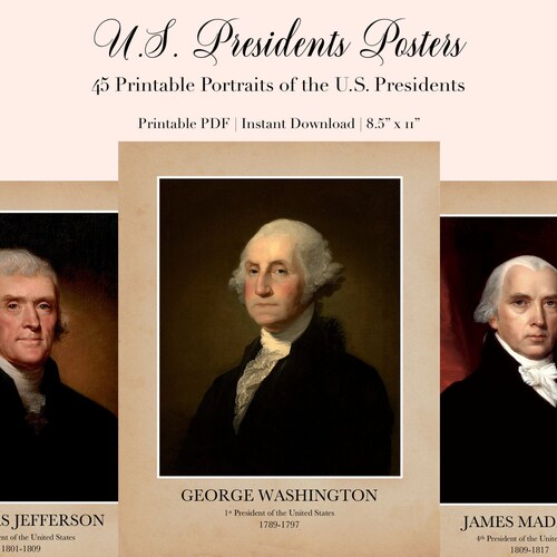 U.S. Presidents Portrait Posters 2021 Updated | Etsy