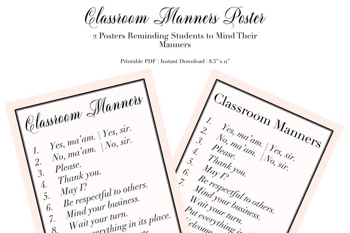 Classroom Manners Posters - Etsy