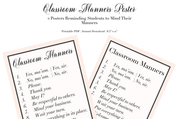 Classroom Manners Posters - Etsy