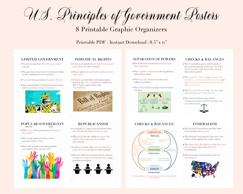 U.S. Principles of Government Posters - Etsy