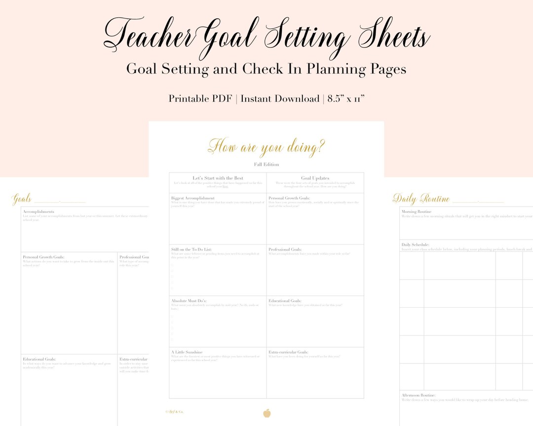 Teacher Goal Setting Sheets - Etsy