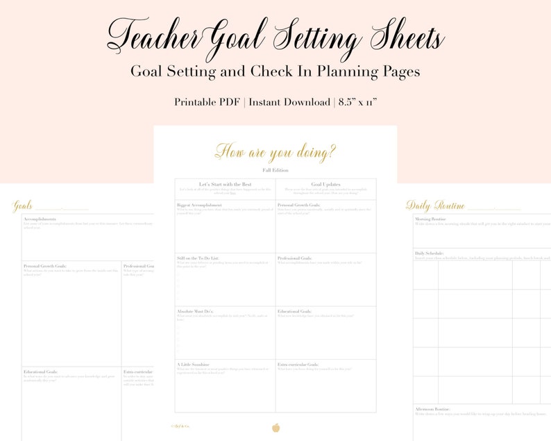 Teacher Goal Setting Sheets - Etsy
