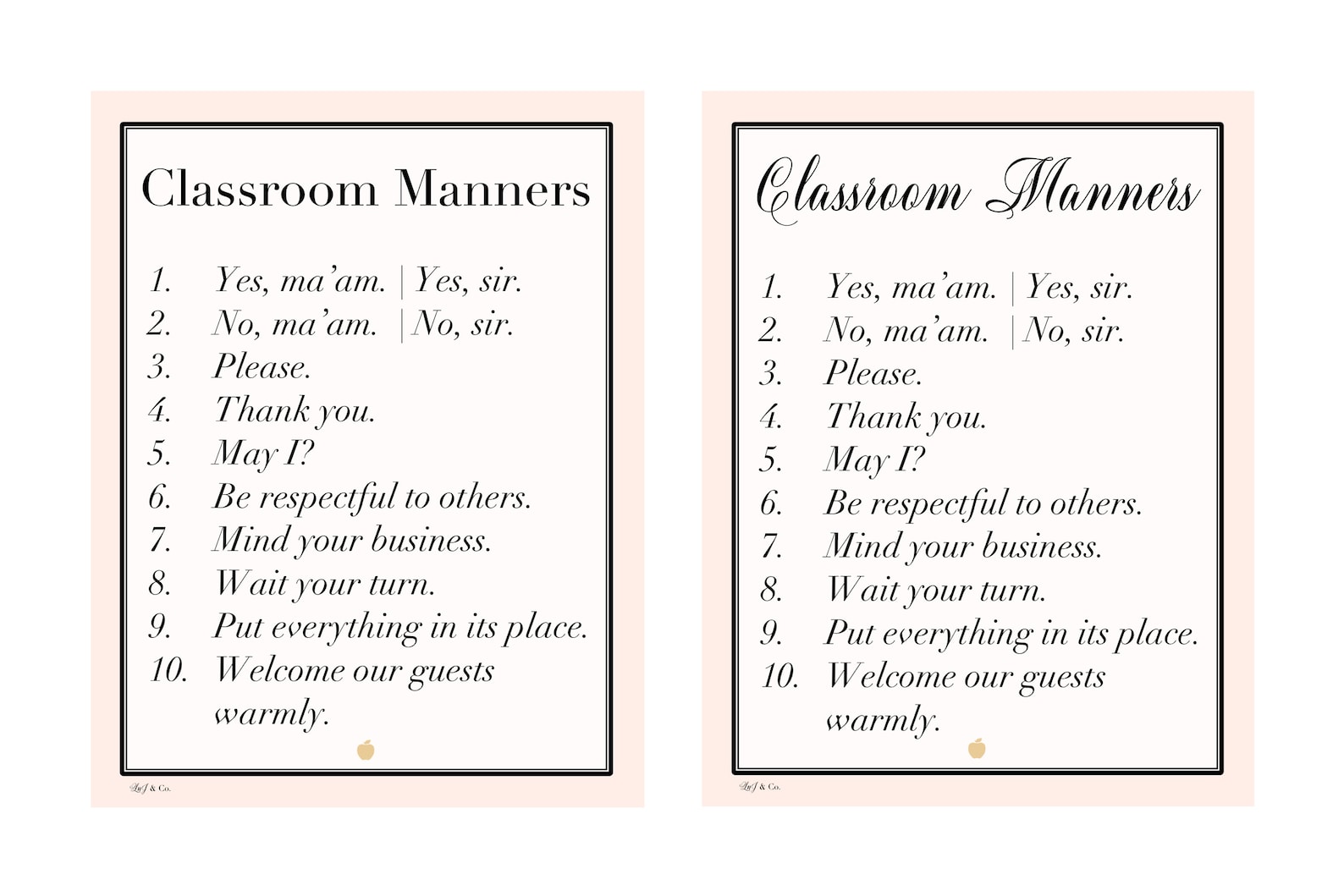 Classroom Manners Posters - Etsy