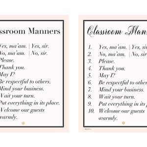 Classroom Manners Posters - Etsy
