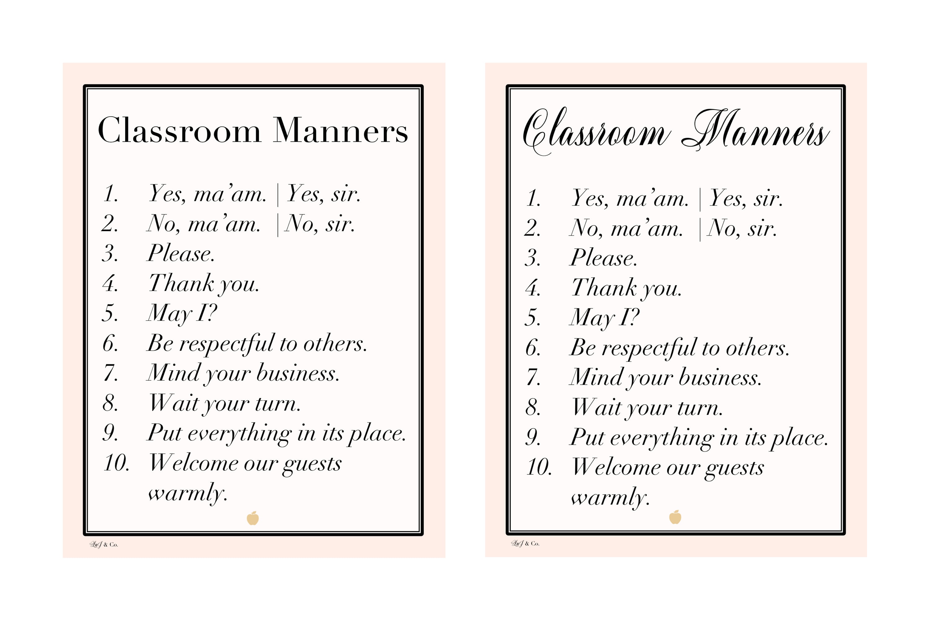 Classroom Manners Posters - Etsy
