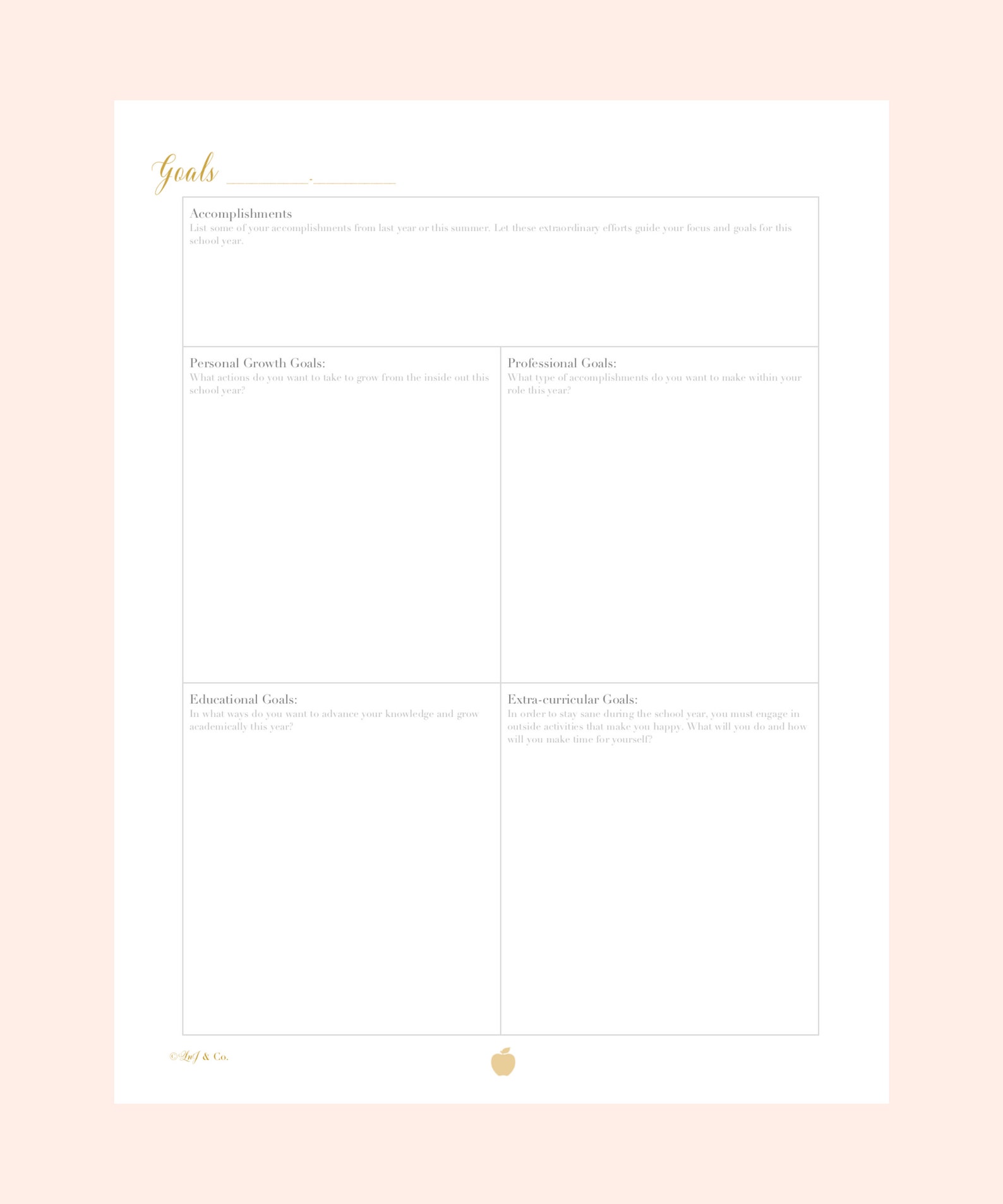 Teacher Goal Setting Sheets - Etsy