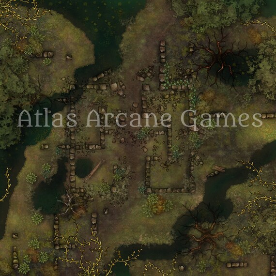 RPG Battle Map Swamp Ruin. Fantasy Role Playing Game Instant - Etsy