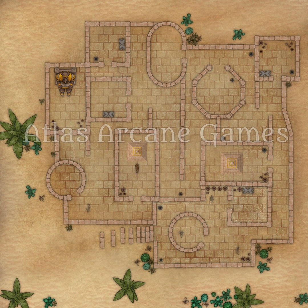 RPG Battle Map Ancient Ruin Temple Egyptian. Fantasy Role Playing Game ...