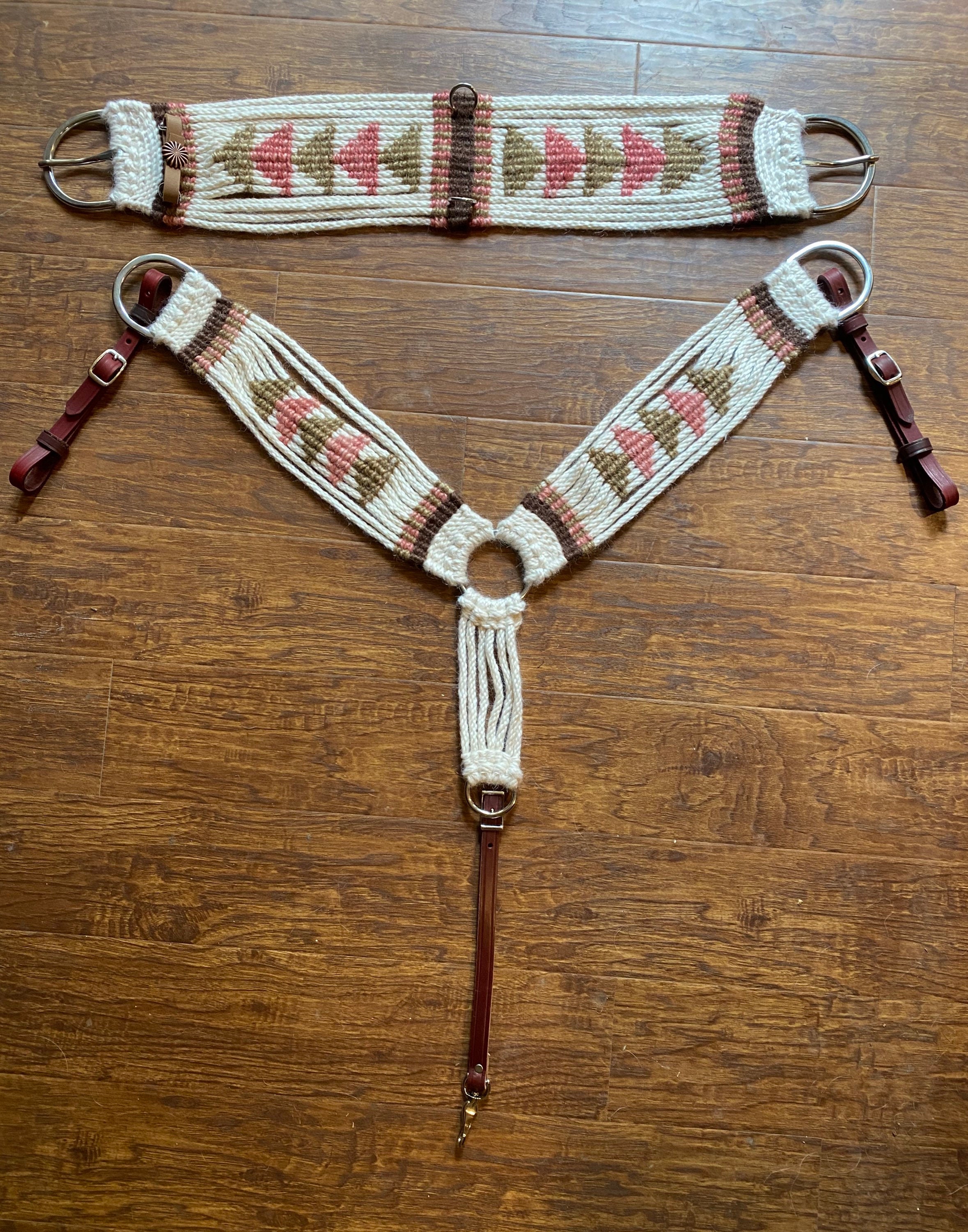 32 Rose and Taupe Handmade Mohair Cinch and Breast Collar set | Etsy