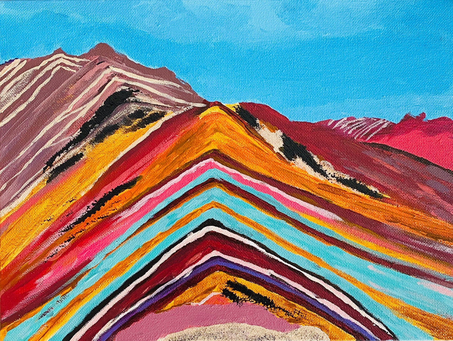 Rainbow Mountains Peru Colorful Mountains Painting Multicolor | Etsy