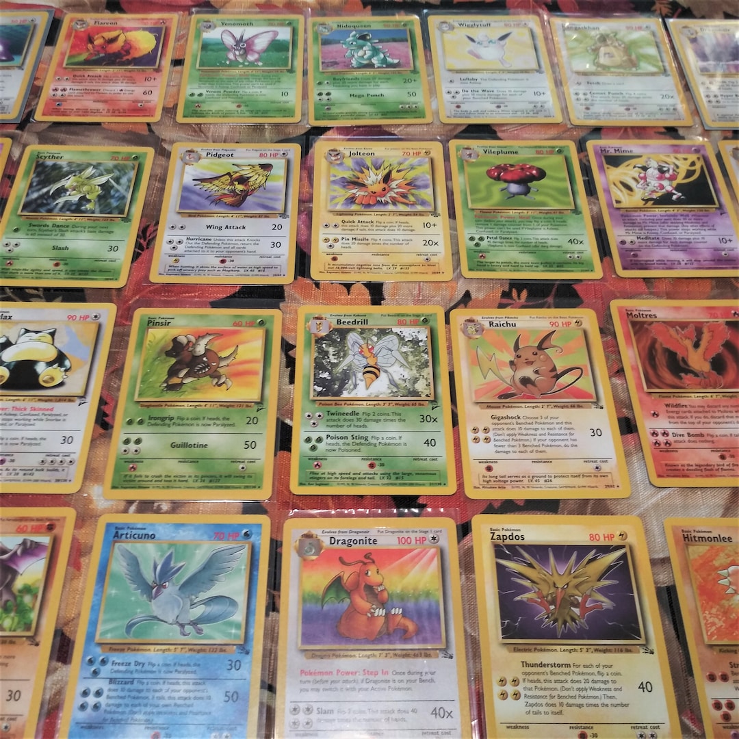 5 Card Pack GUARANTEED All Rares - REAL Cards Base Set, Jungle Set ...