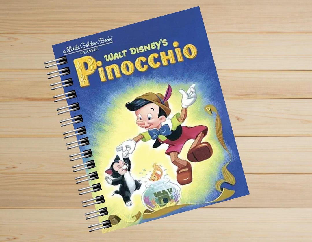 Pinocchio Golden Book Recycled Journal Notebook, Storybook Journal ...