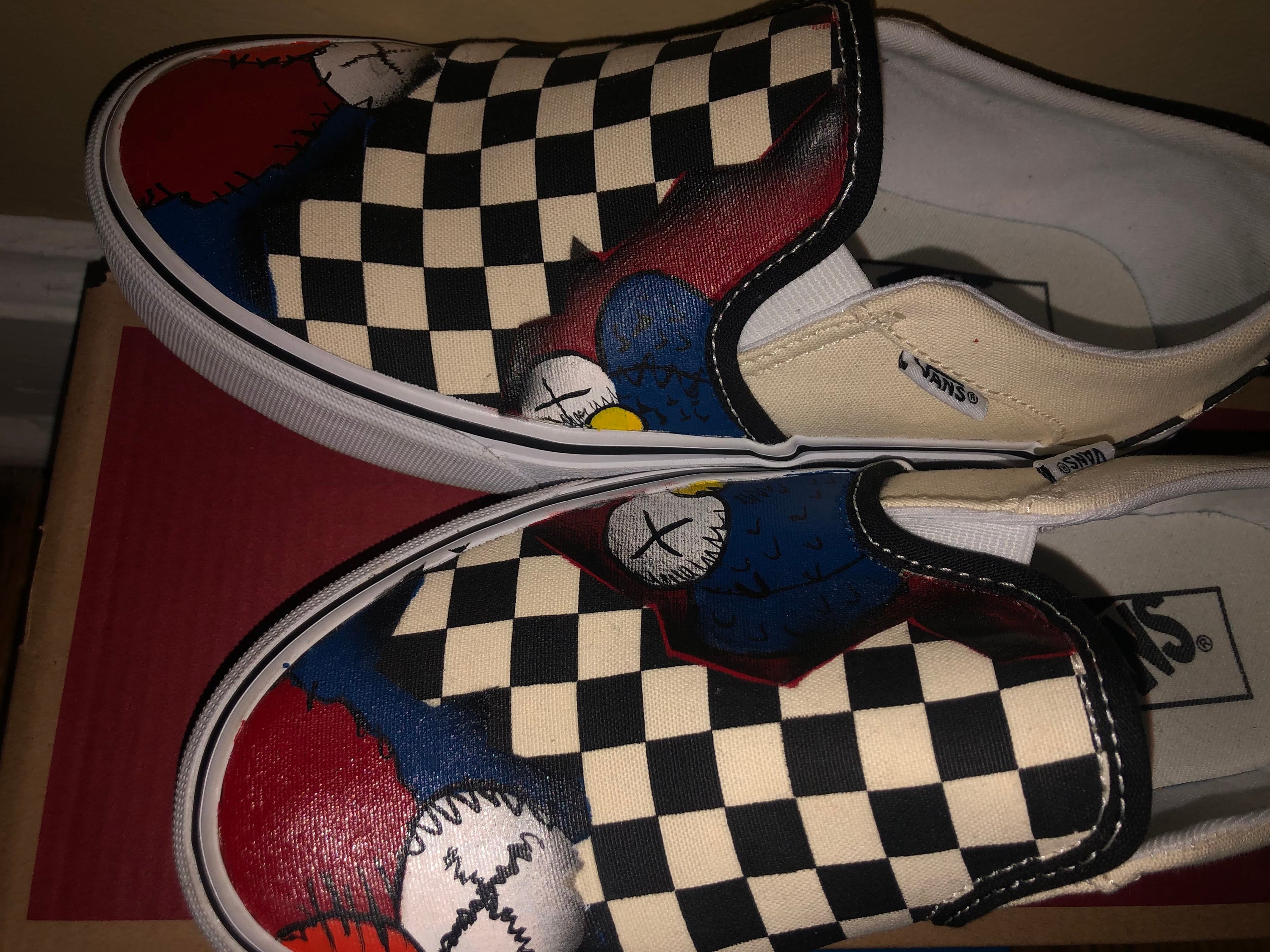 Custom Burned Checkerboard Vans kaws Inspired - Etsy