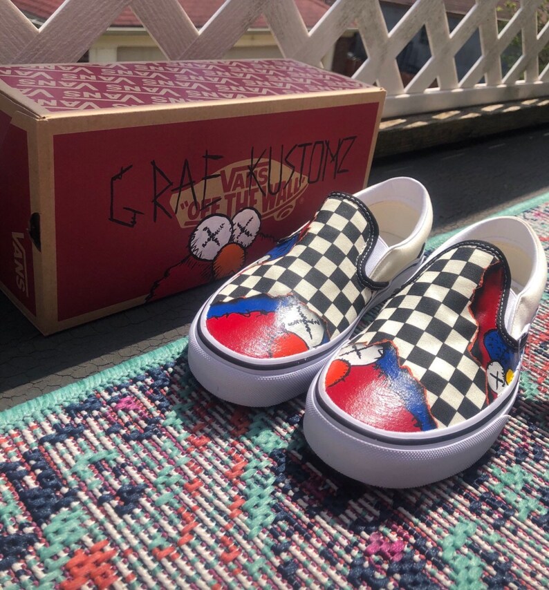 Custom Burned Checkerboard Vans kaws Inspired - Etsy