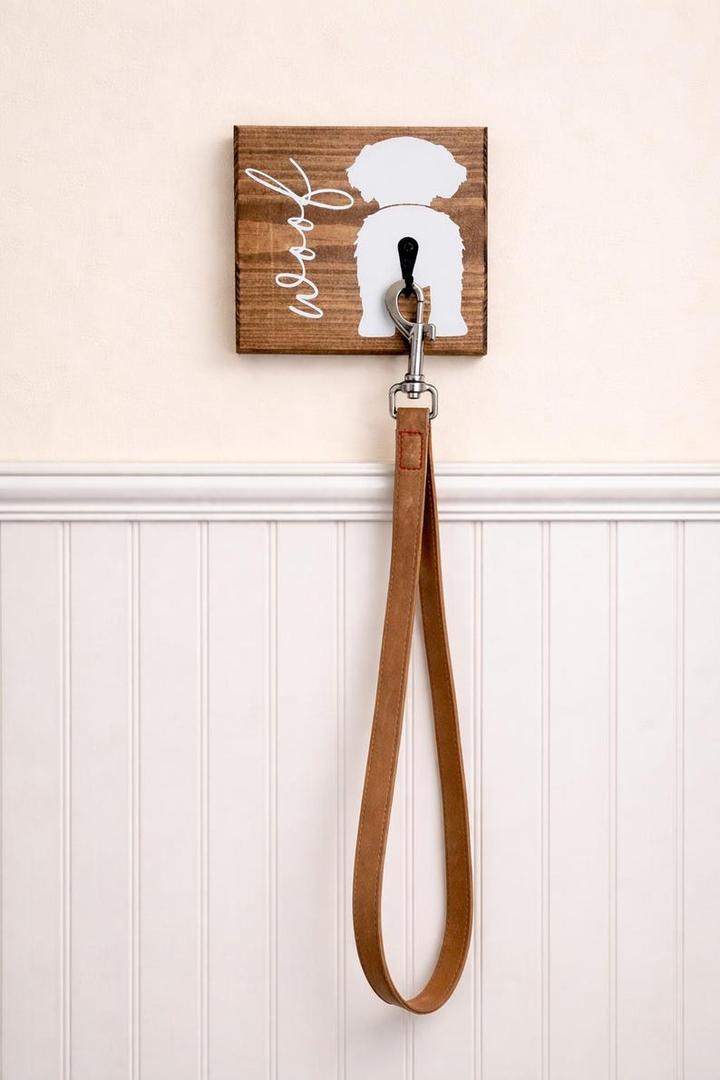 Handmade Wooden Dog Leash Holder: Personalized Pet Lead Hanger - Etsy