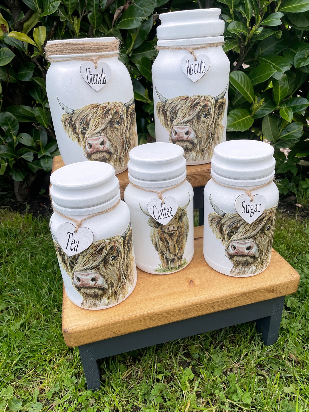Handmade Highland Cow Canister Set: Country Kitchen Storage - Etsy