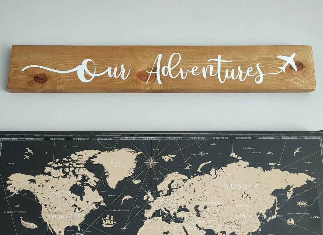 Handmade Wooden 'our Adventures' Travel Sign: Personalized Home Decor ...