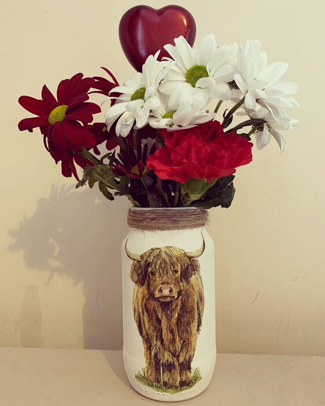 Handmade Highland Cow Vase: Farmhouse Floral Decor - Etsy