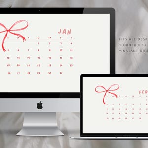 NEW 2025 Red Bow Desktop Calendar/organizer Wallpapers, Monthly ...