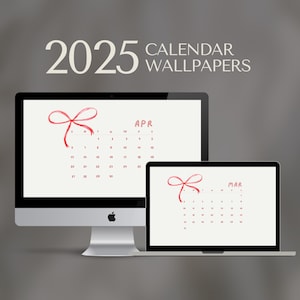 NEW 2025 Red Bow Desktop Calendar/organizer Wallpapers, Monthly ...