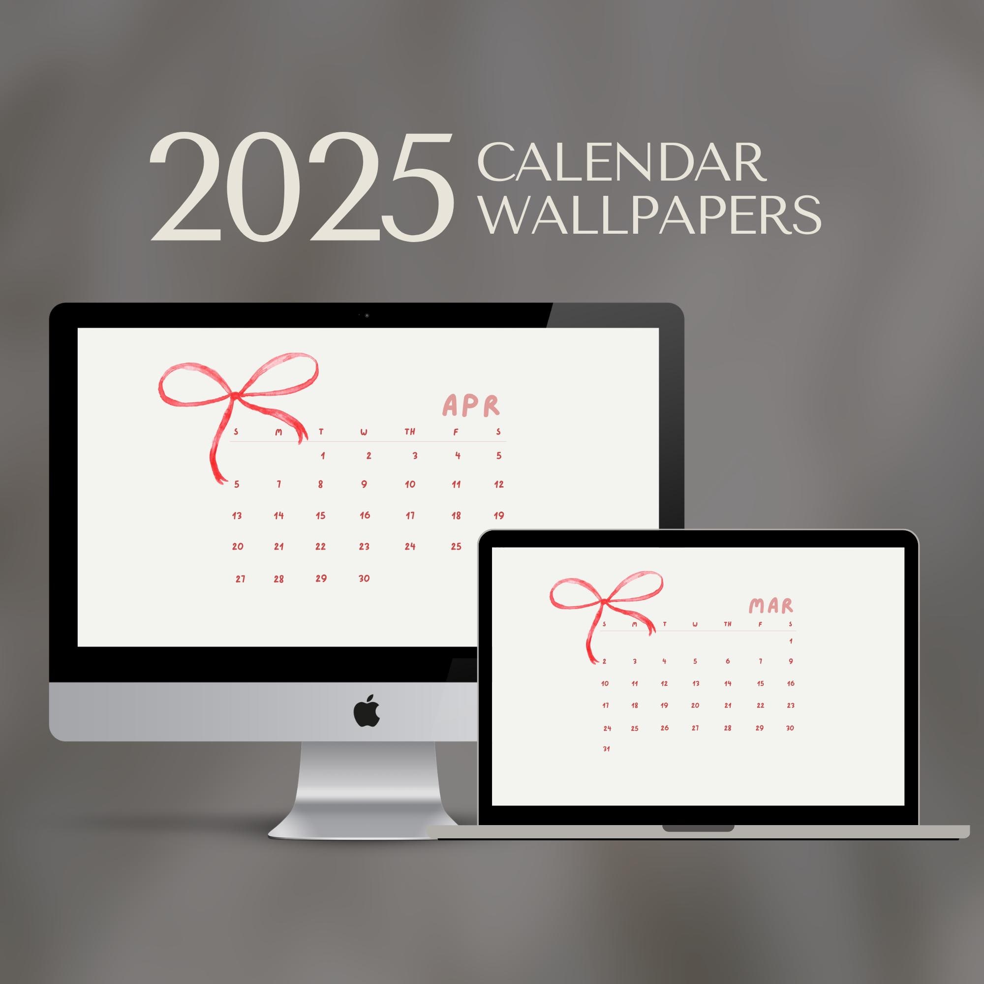 NEW 2025 Red Bow Desktop Calendar/organizer Wallpapers, Monthly ...