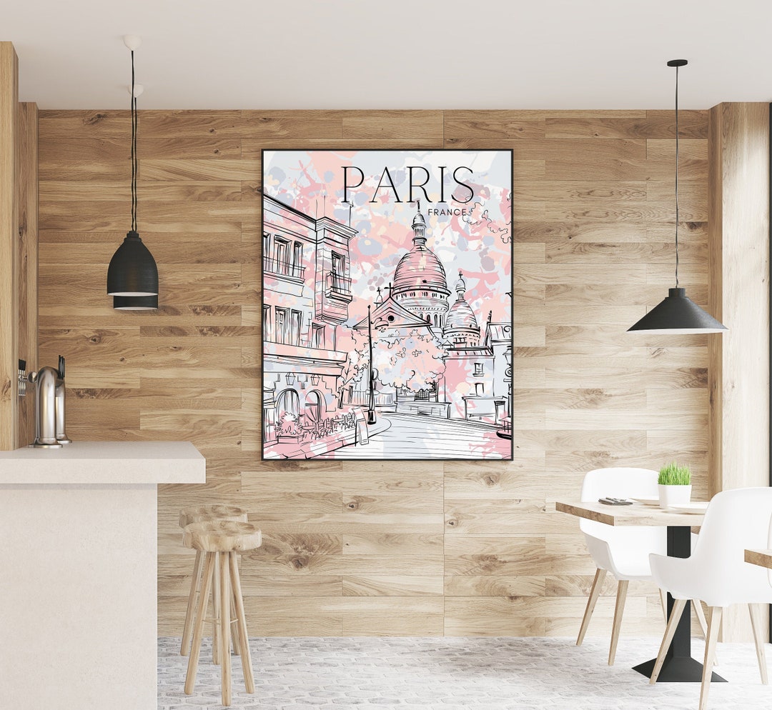 Paris Print, Paris Wall Decor, Pink Wall Art, Watercolor Paris Decor ...