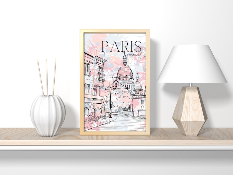 Paris Print, Paris Wall Decor, Pink Wall Art, Watercolor Paris Decor ...