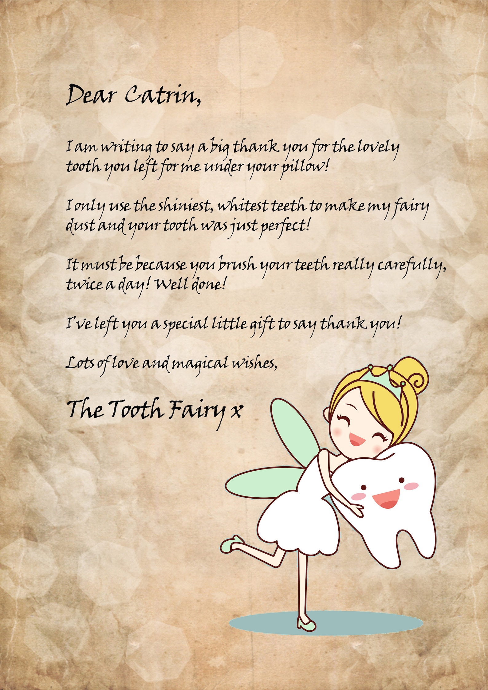 Personalised Tooth Fairy Letter, Custom Letter From the Tooth Fairy ...