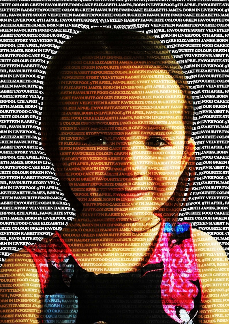 Word Portrait, Text Portrait, Personalised Word Portrait, Children's ...