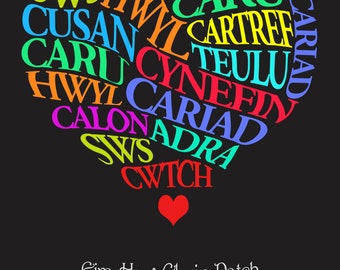 Welsh Cariad Print, Wedding Gift, New Home Gift, Wedding Print and ...