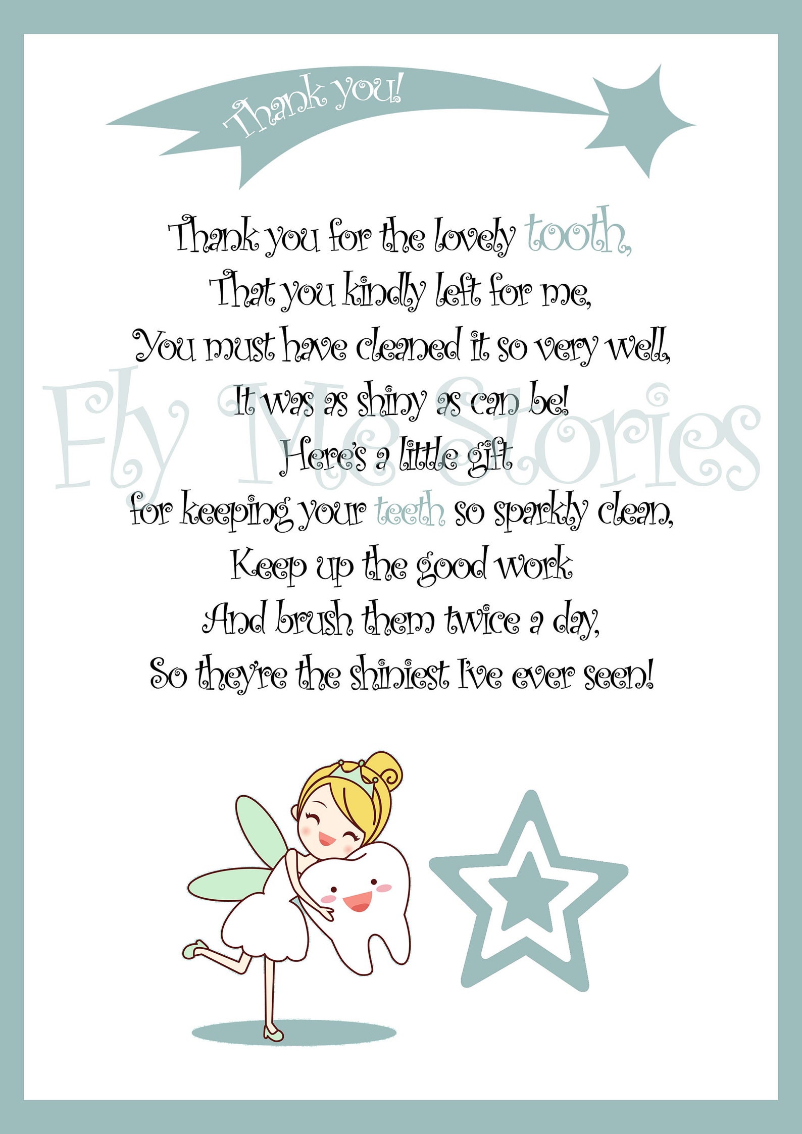 Downloadable Letter From the Tooth Fairy, Instant Download Tooth Fairy ...
