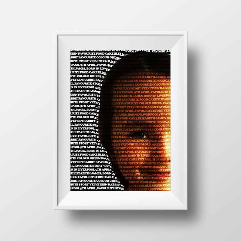 Word Portrait, Text Portrait, Personalised Word Portrait, Children's ...