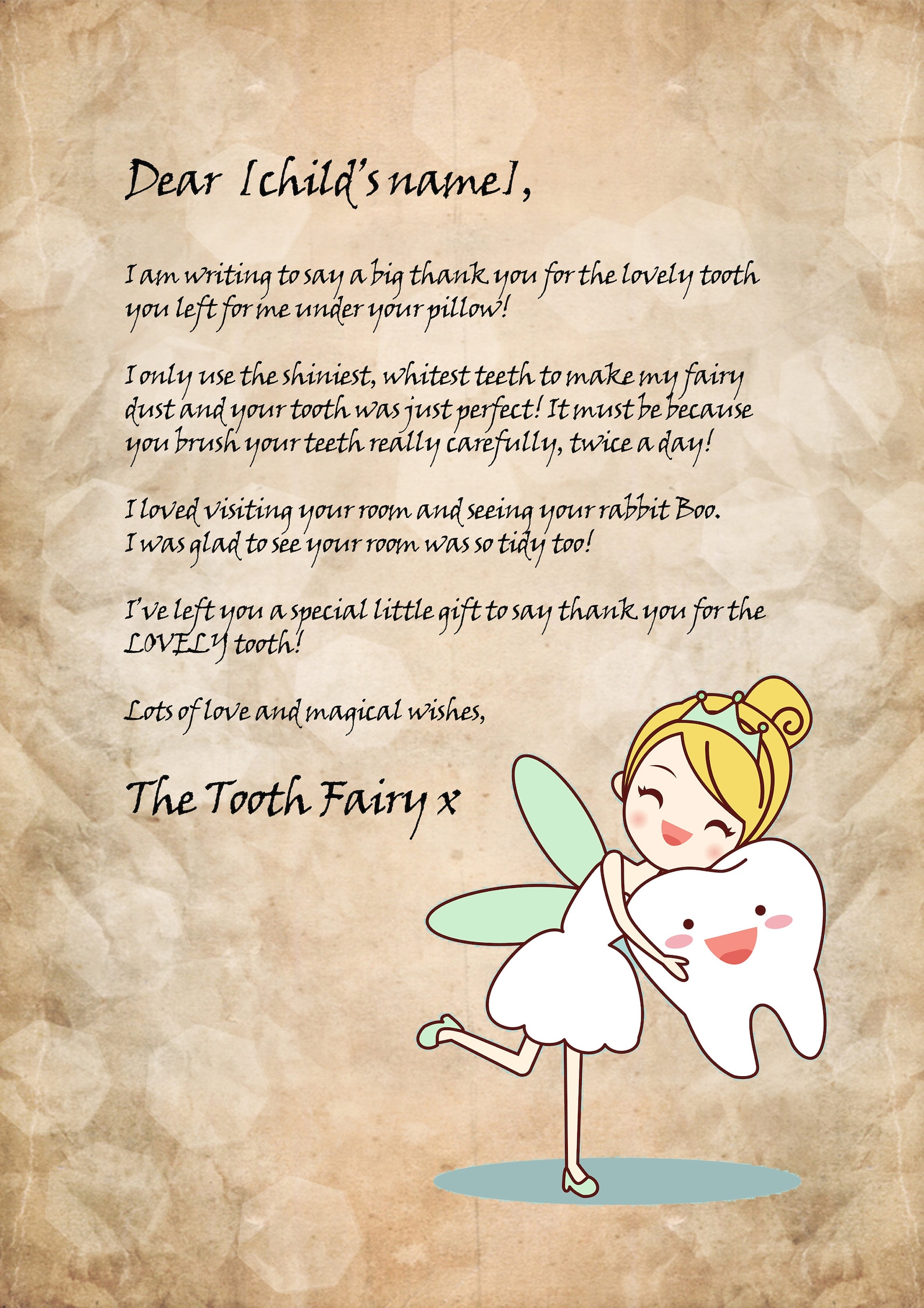 Personalised Tooth Fairy Letter, Custom Letter From the Tooth Fairy ...