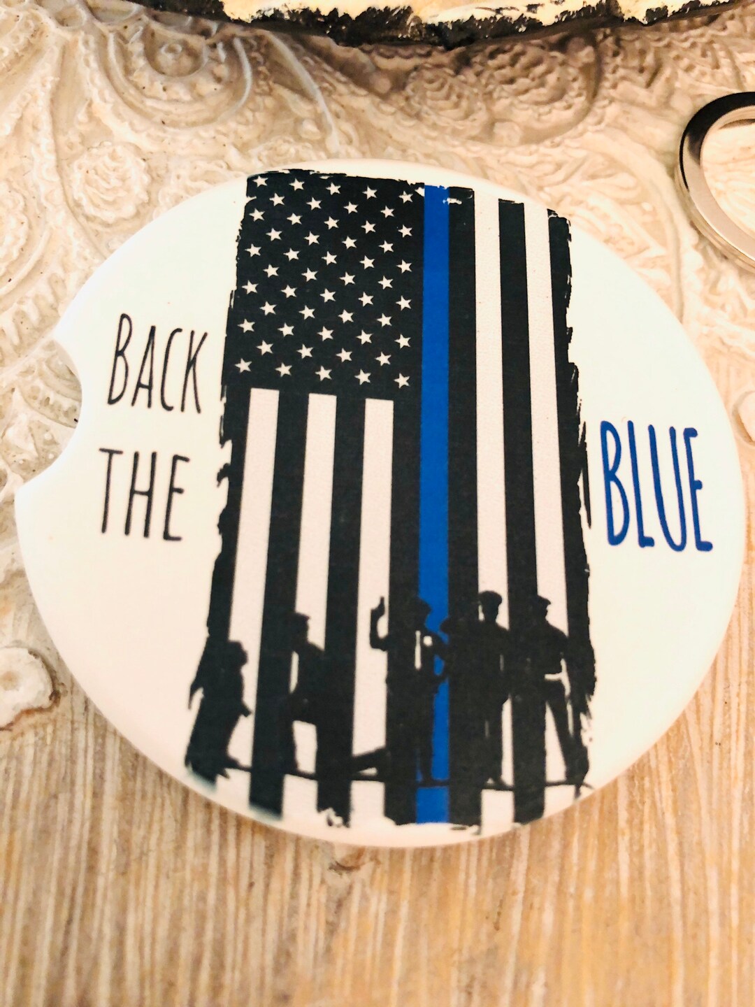 Car Coaster, Custom Car Coasters, Back the Blue, Police Officer Coaster ...