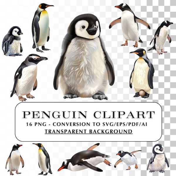 Penguin Clipart - Etsy
