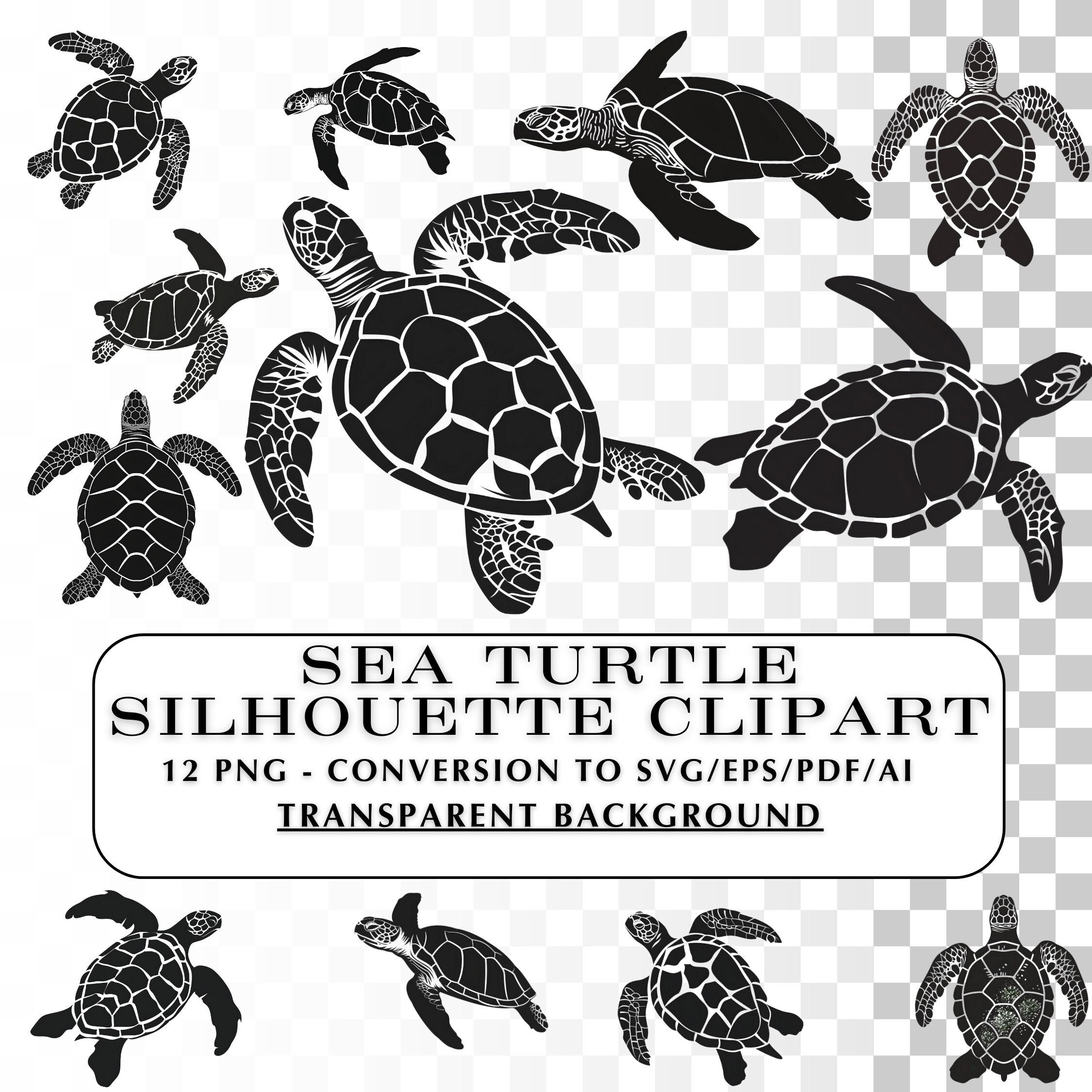 Sea Turtle Silhouette Clip Art Tortuga Una Silueta Ilustraciones