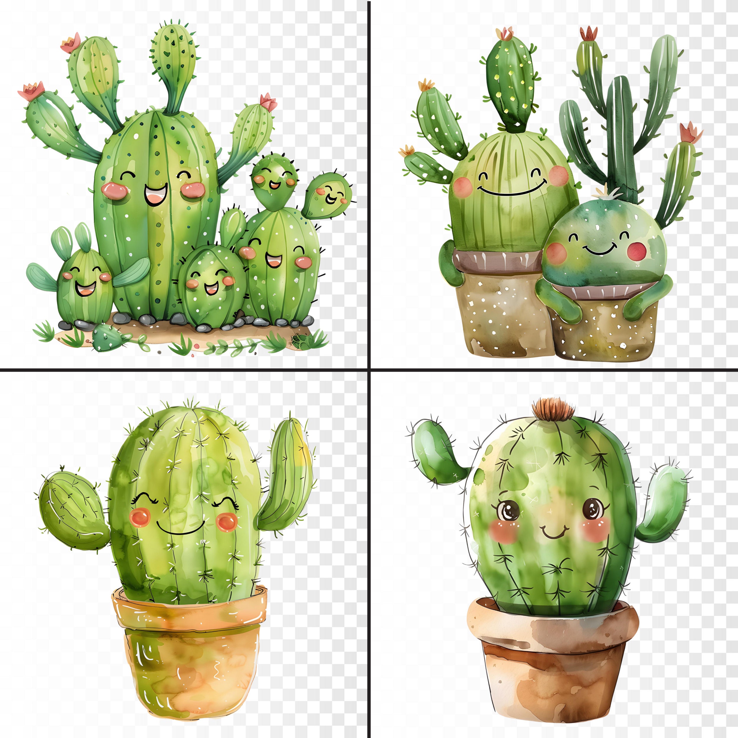 Cactus Clipart. 24 PNG Transparent Background Cute Cactus Clip Art ...