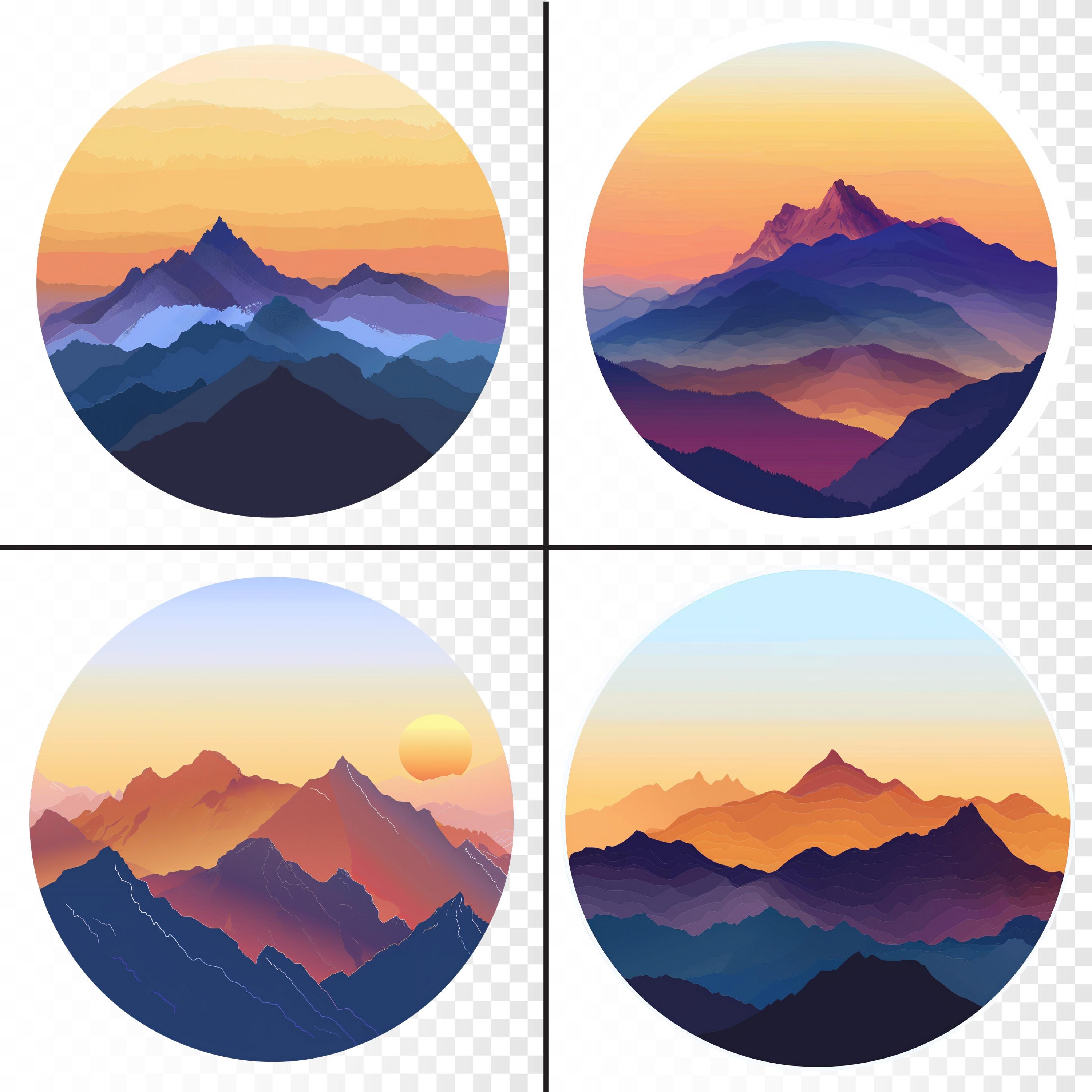 Sunset Mountains Clipart! 28 Mountain Vector Sunset Images. Round ...