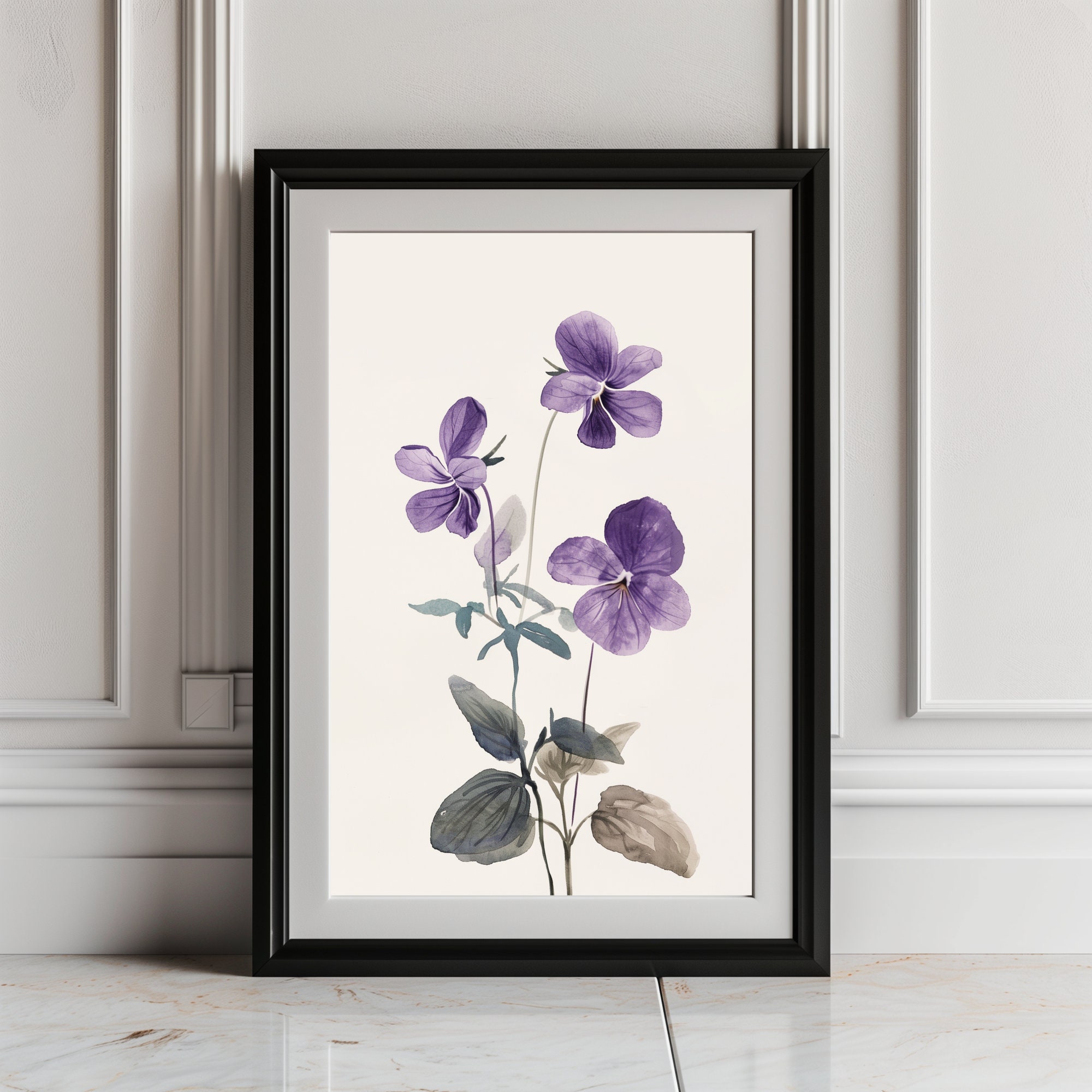 Violets Pressed Floral Art: 3 Piece Vintage Botanical Prints, Gallery ...