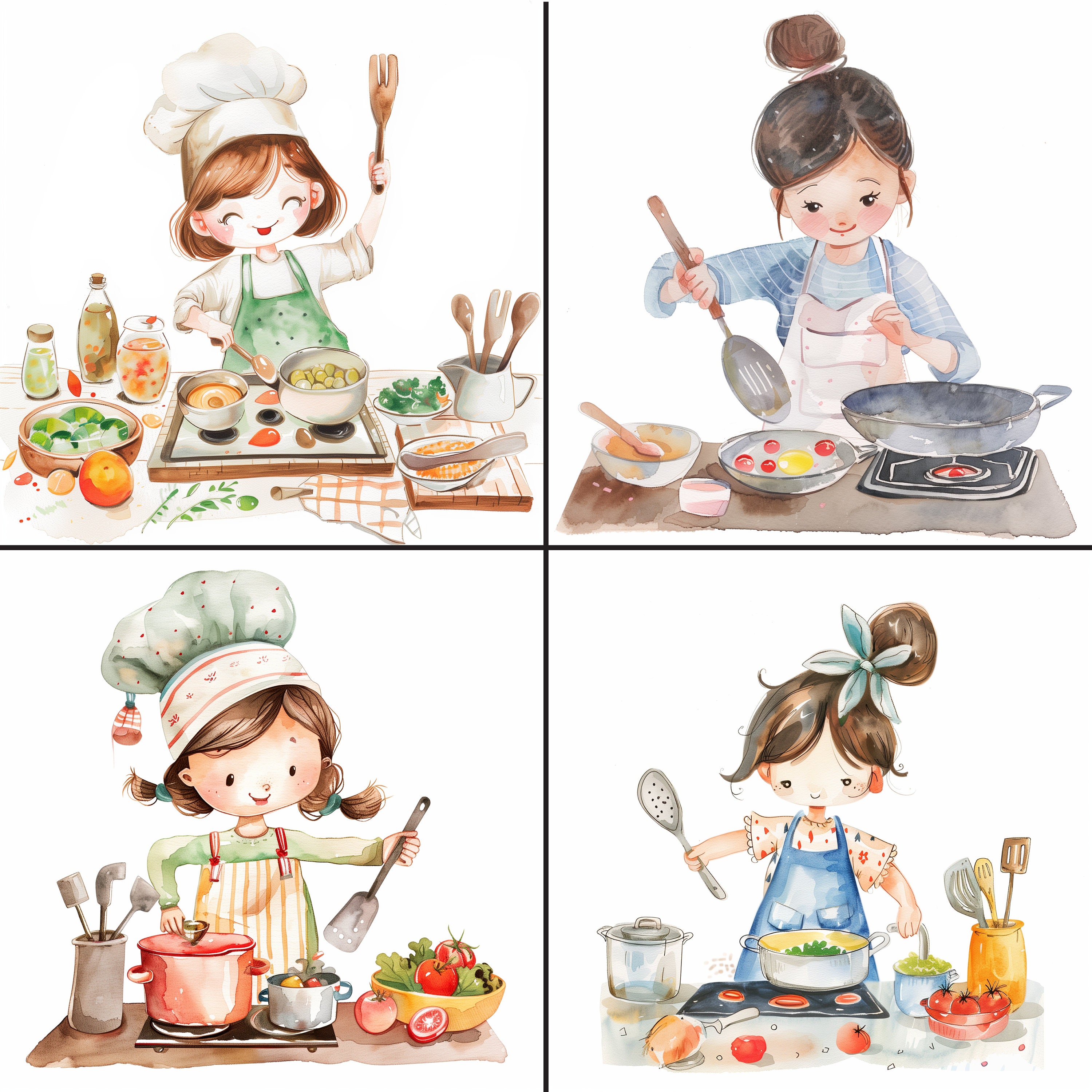 Cooking Clipart, Baking Scene Watercolor, Baker Clip Art, Baking SVG ...