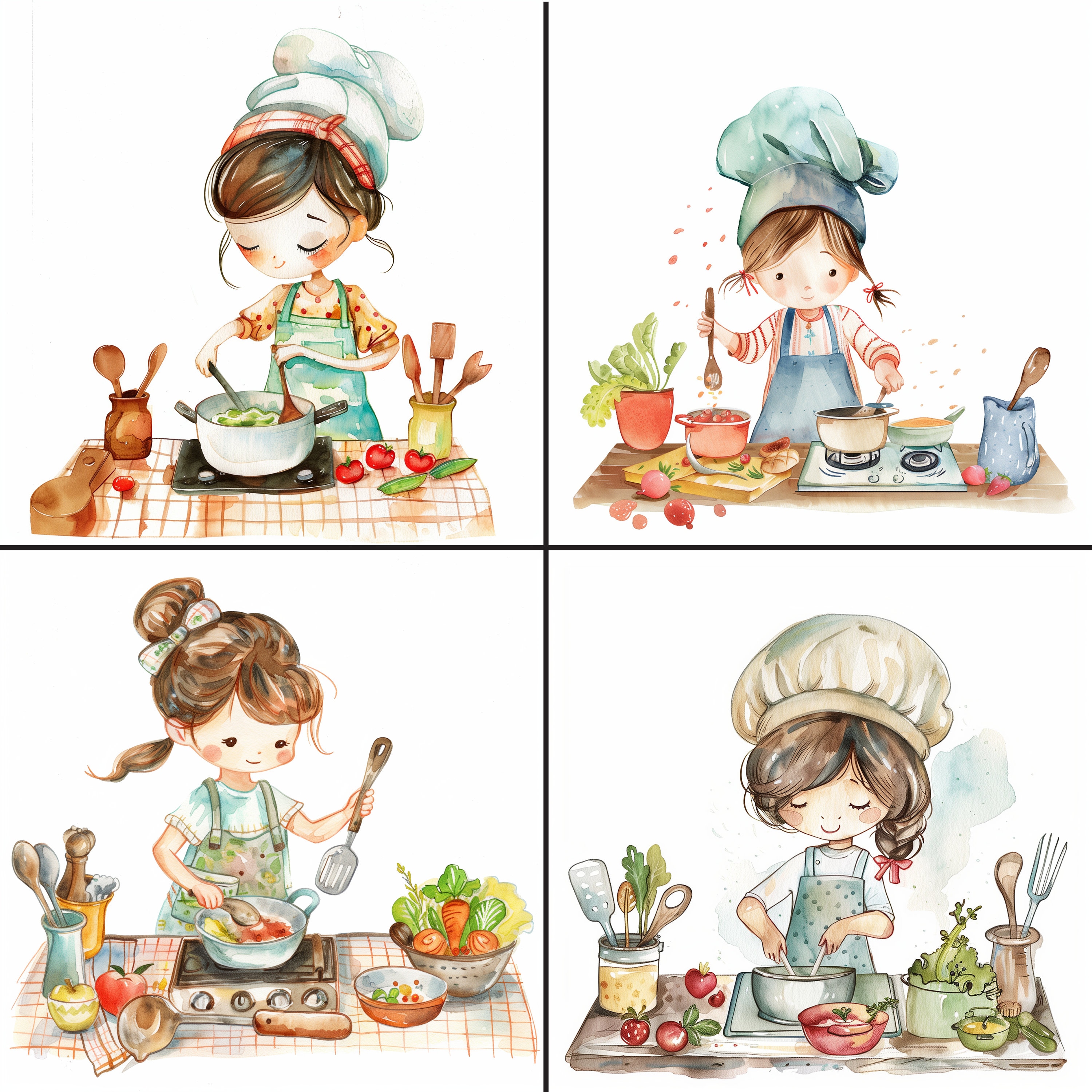 Cooking Clipart, Baking Scene Watercolor, Baker Clip Art, Baking SVG ...