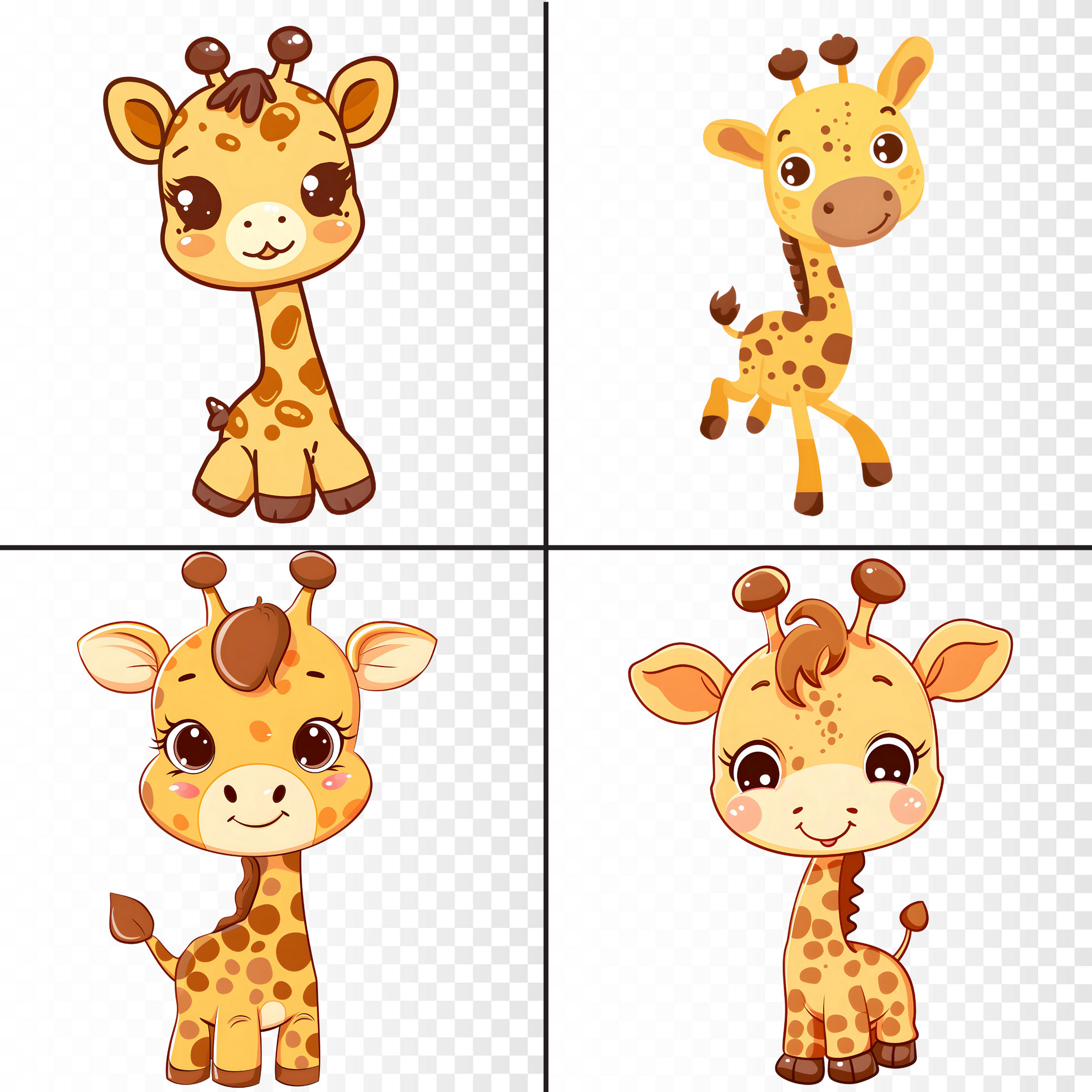 Cute Giraffe Clipart - 12 Kawaii Giraffe Clip Art Images - SVG, PNG ...