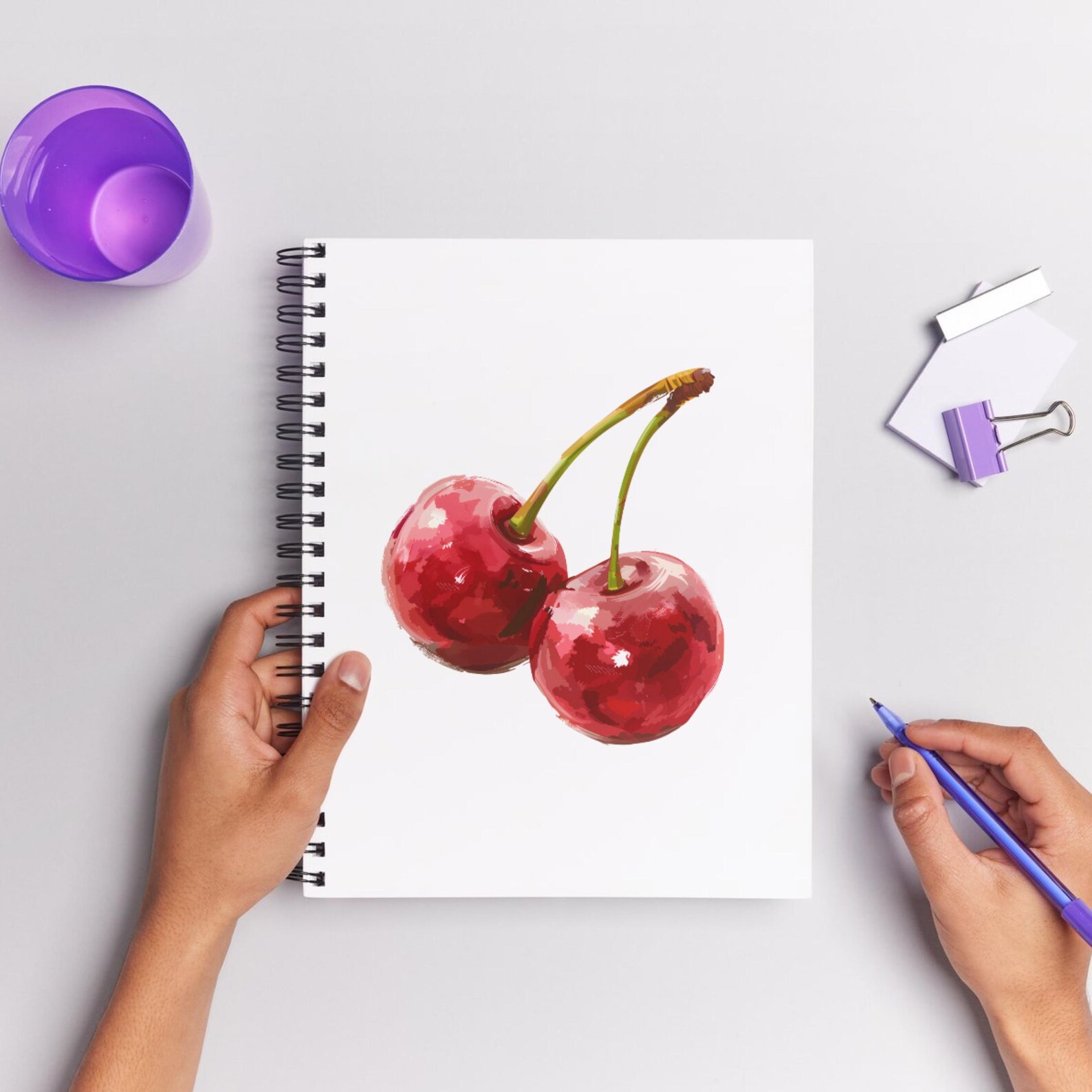 Watercolor Cherry Clipart! 24 Realistic Red Cherry Clip Art! PNG ...