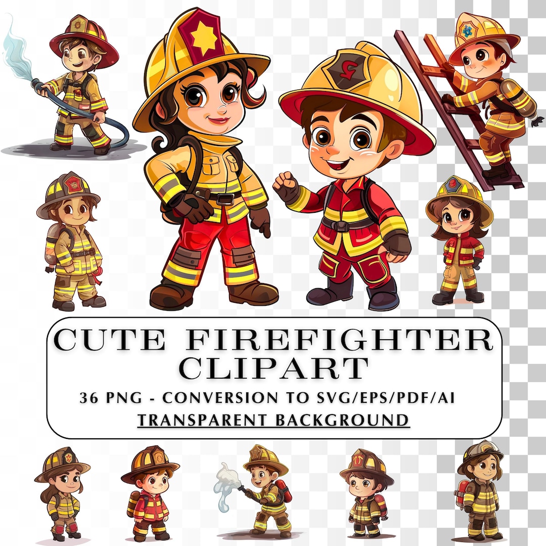Cute Firefighter Clipart! 36 Cartoon Fire Fighter Clip Art Graphics ...