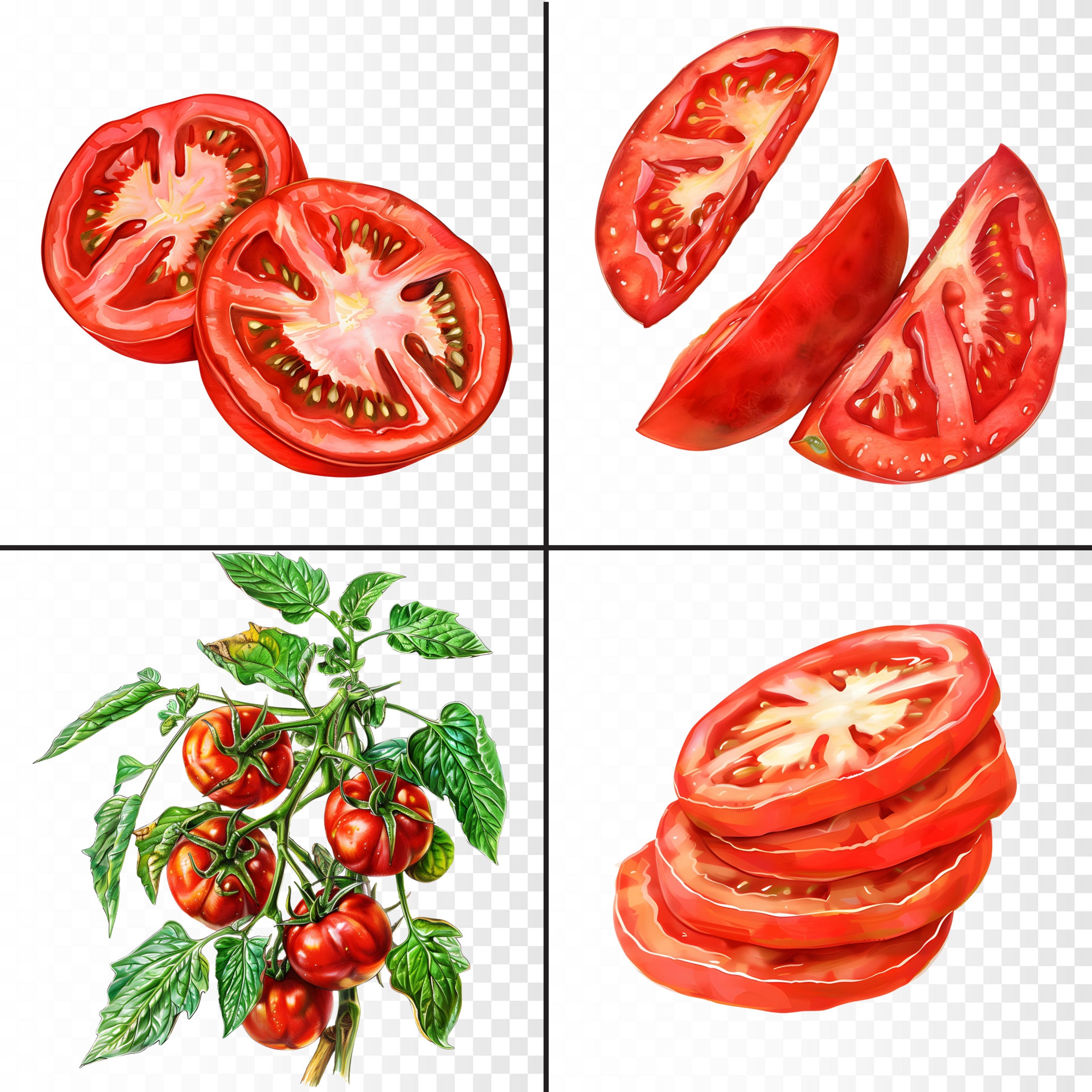 Tomato Clipart Bundle. 24 PNG Files With Transparent Backgrounds ...