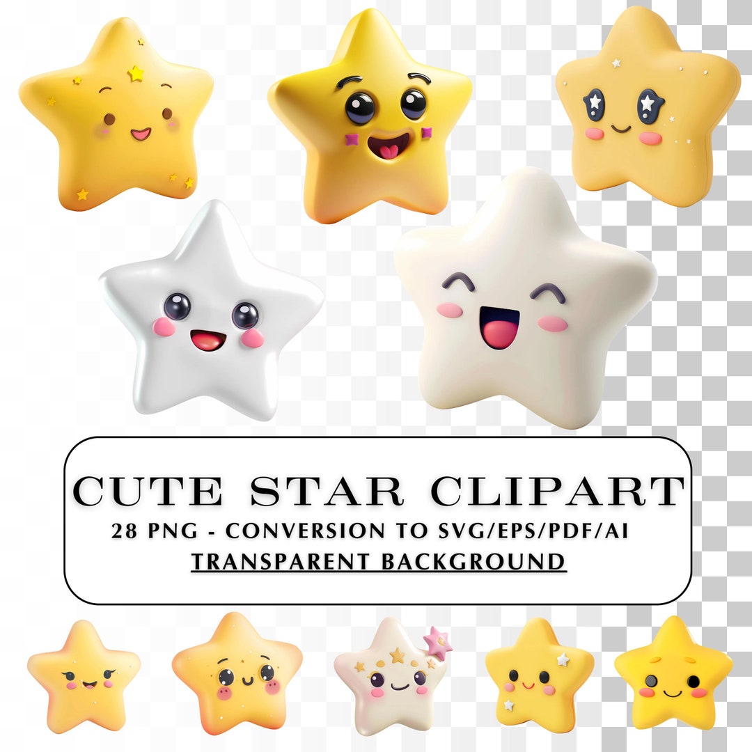 Cute Star Design Clipart! 28 Star Clipart PNG Images. Kawaii 3D ...
