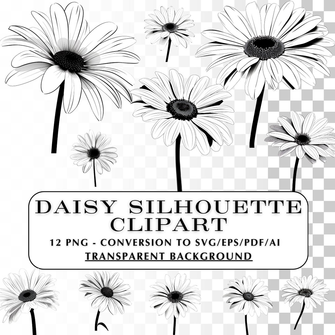 Daisy Silhouette Clipart! 12 Daisy Silhouette Clip Art Images, SVG, Png ...