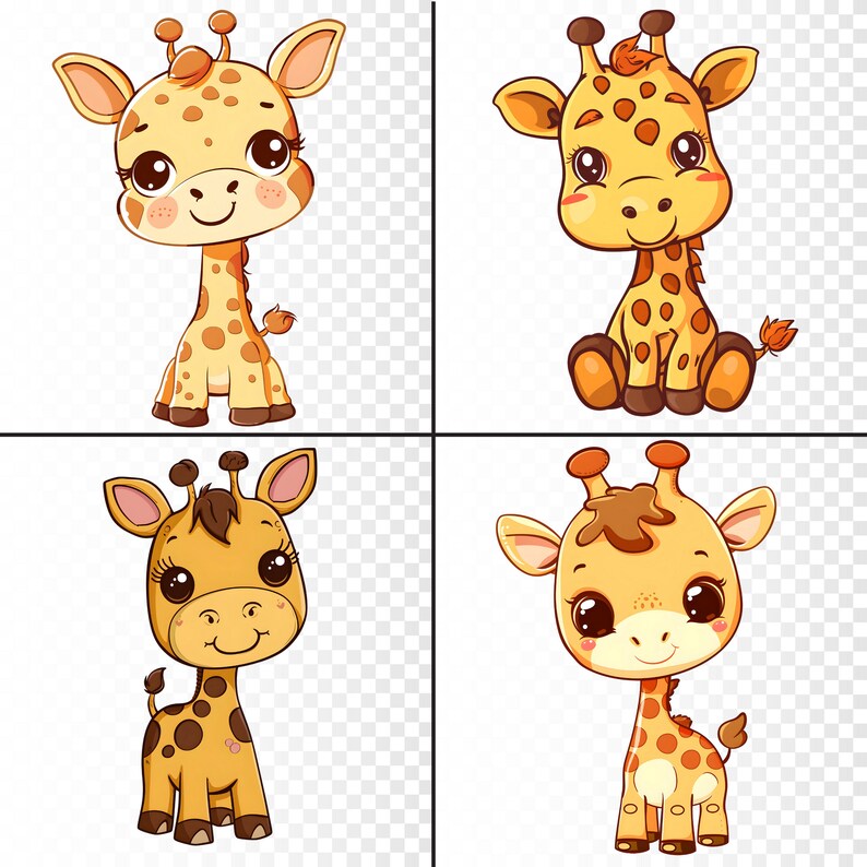 Cute Giraffe Clipart - 12 Kawaii Giraffe Clip Art Images - SVG, PNG ...