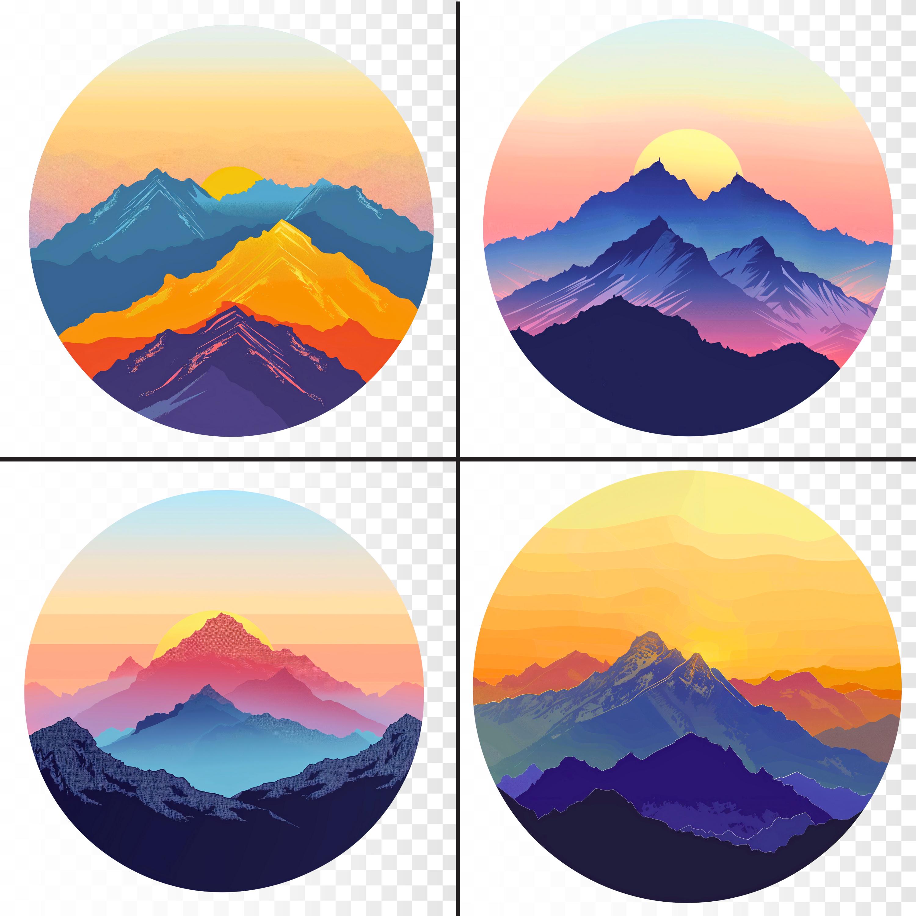Sunset Mountains Clipart! 28 Mountain Vector Sunset Images. Round ...